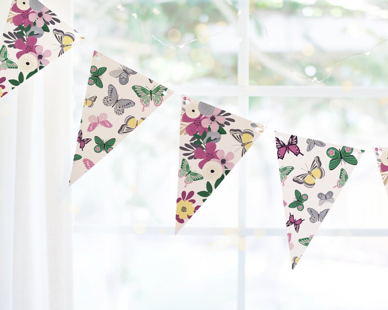 Spring Butterfly Bunting - PRINTABLE Banner Flags Instant Digital ...