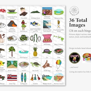 Hawaii Bingo Cards - 50 PRINTABLE Unique Cards Download Instantly. Fun ...