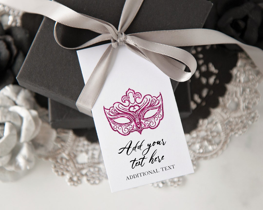 FUCHSIA Masquerade Gift Tag PRINTABLE Corjl Editable Favor Hang Tags ...