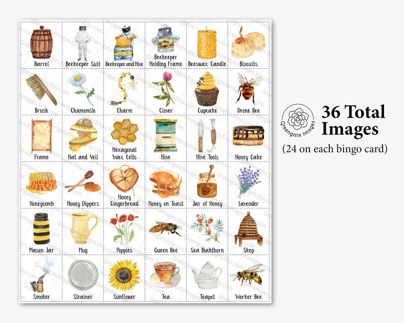 Honey Bee Bingo - 50 PRINTABLE Unique Cards, Game Idea, Beekeeping ...