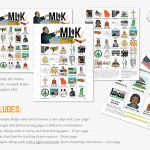 MLK Bingo - 50 PRINTABLE Unique Cards. Instant Digital Download PDF ...