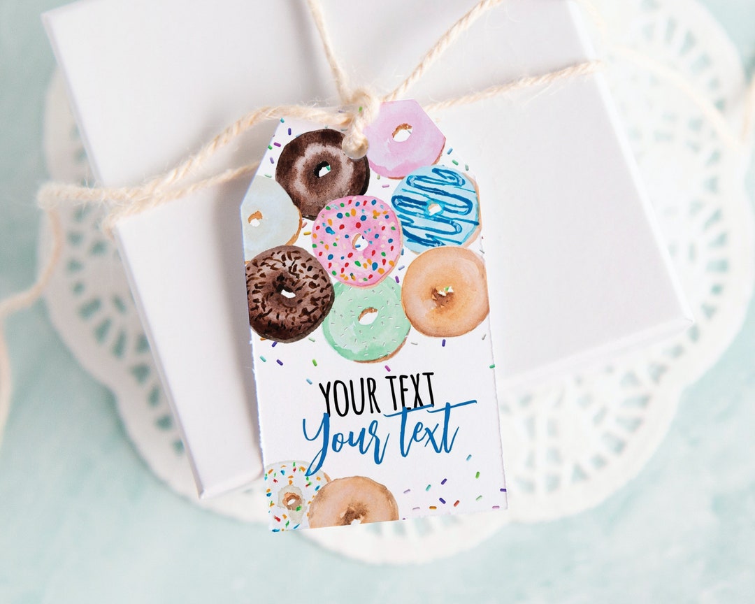Donut Gift Tag PRINTABLE Digital Download. Edit in Corjl. Favor Bag ...