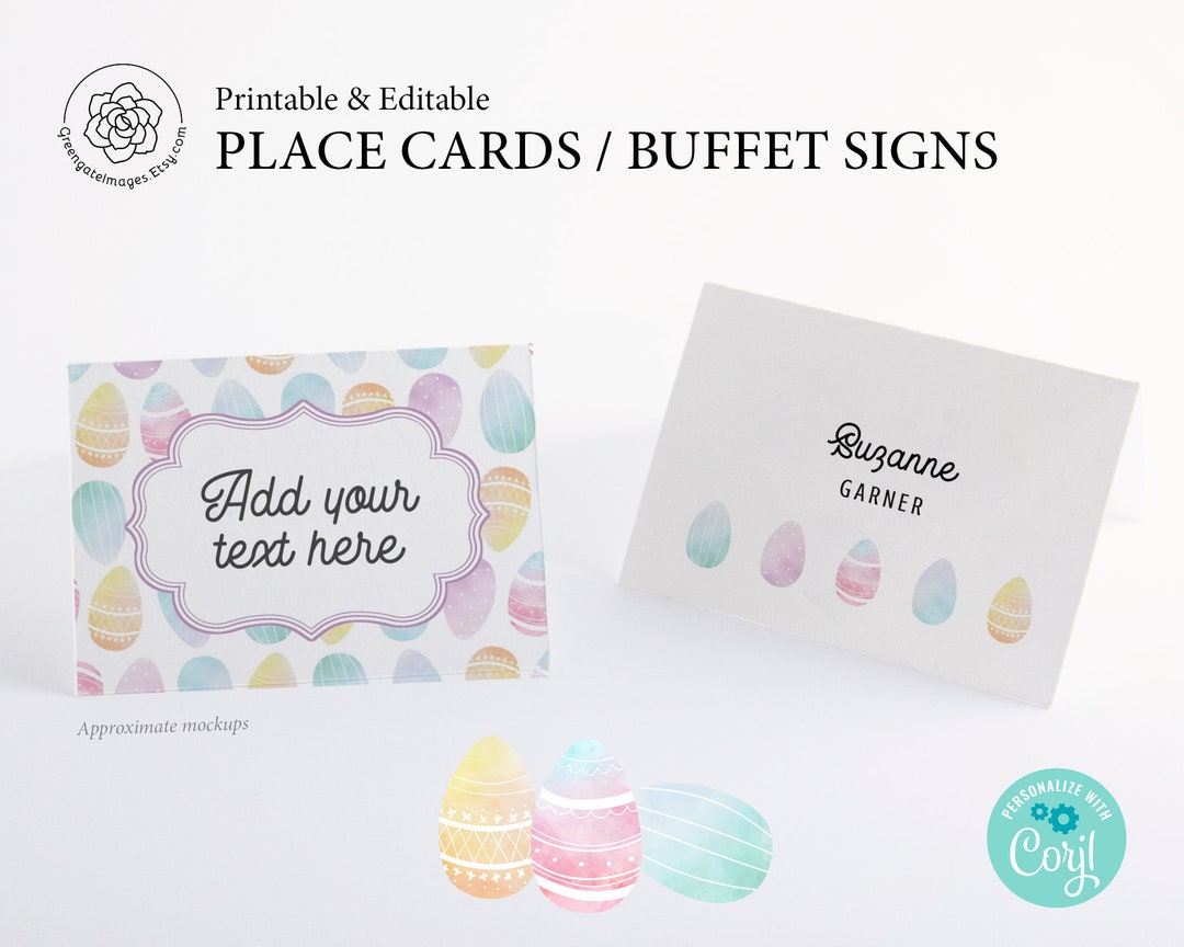 Easter Place Cards PRINTABLE Buffet Sign Editable in Corjl - Etsy