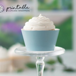Dusty Blue Cupcake Wrapper - PRINTABLE Digital Download PDF. Smoky ...
