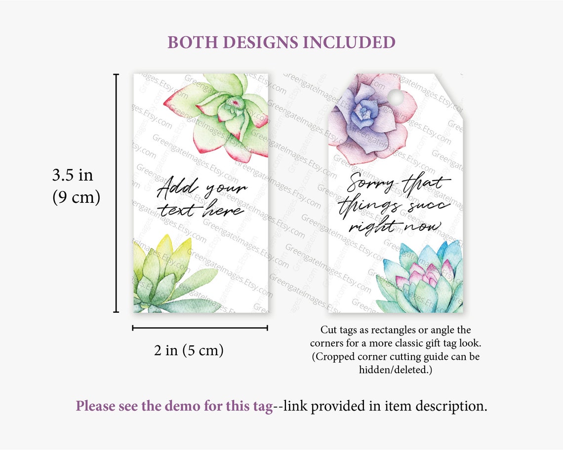 Succulent Gift Tags - PRINTABLE Favor Tags That You Can Edit in Corjl ...