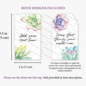 Succulent Gift Tags - PRINTABLE Favor Tags That You Can Edit in Corjl ...