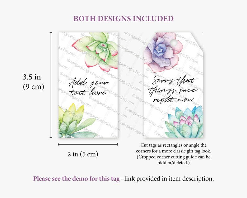 Succulent Gift Tags PRINTABLE Favor Tags That You Can Edit - Etsy