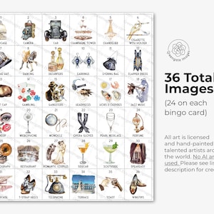 Roaring '20s Bingo Game - 50 PRINTABLE Unique Cards. Instant Digital ...