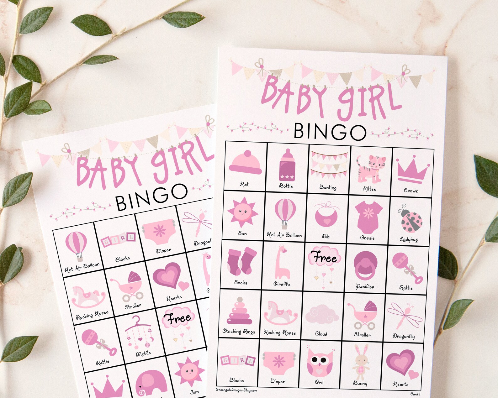 Baby Girl Bingo Cards: PRINTABLE Bingo Cards Baby Shower - Etsy