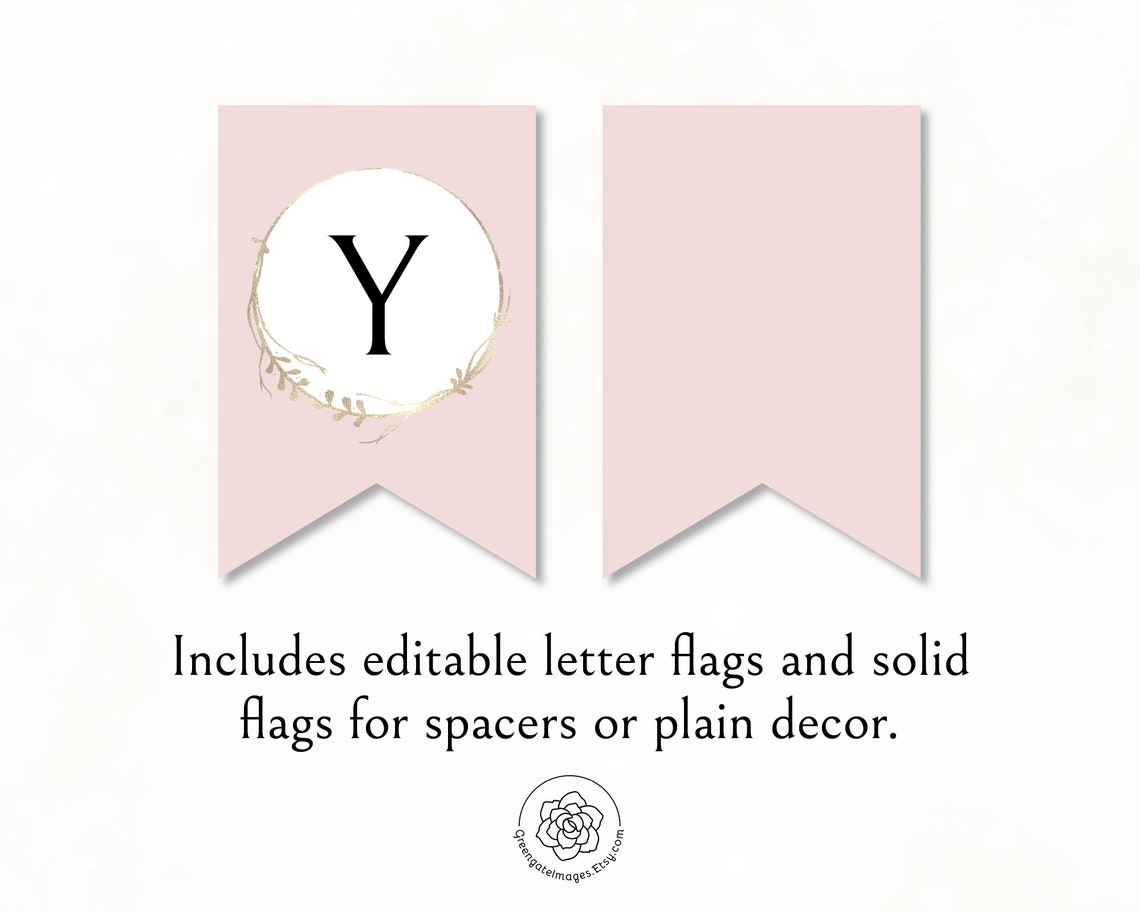 Blush Letter Banner Pink and Gold Printable Bunting - Etsy