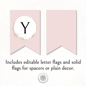 Blush Letter Banner Pink and Gold, Printable Bunting, Editable Message ...