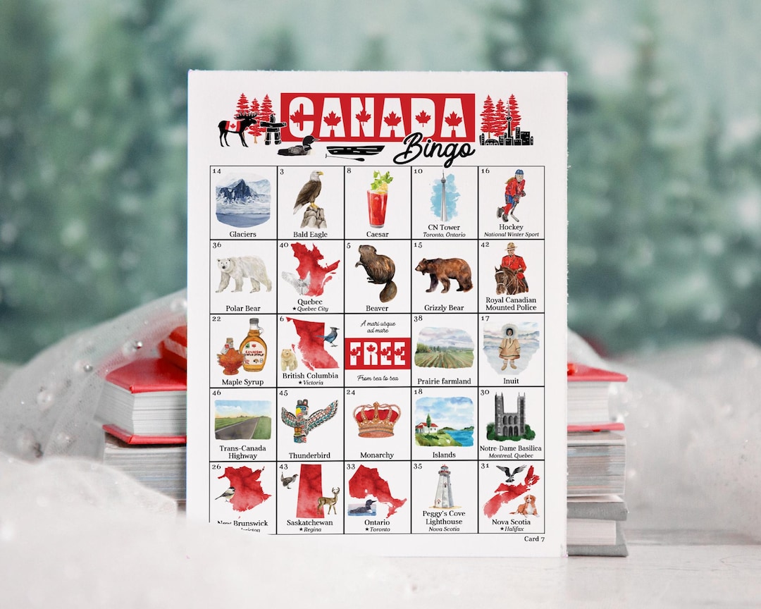Canada Bingo - 50 PRINTABLE Unique Cards. Instant Digital Download PDF ...