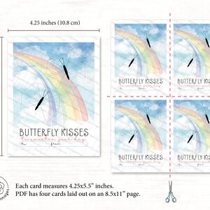 Butterfly Kisses Candy Card PRINTABLE 4.25x5.5 A2 Note Card Attach ...