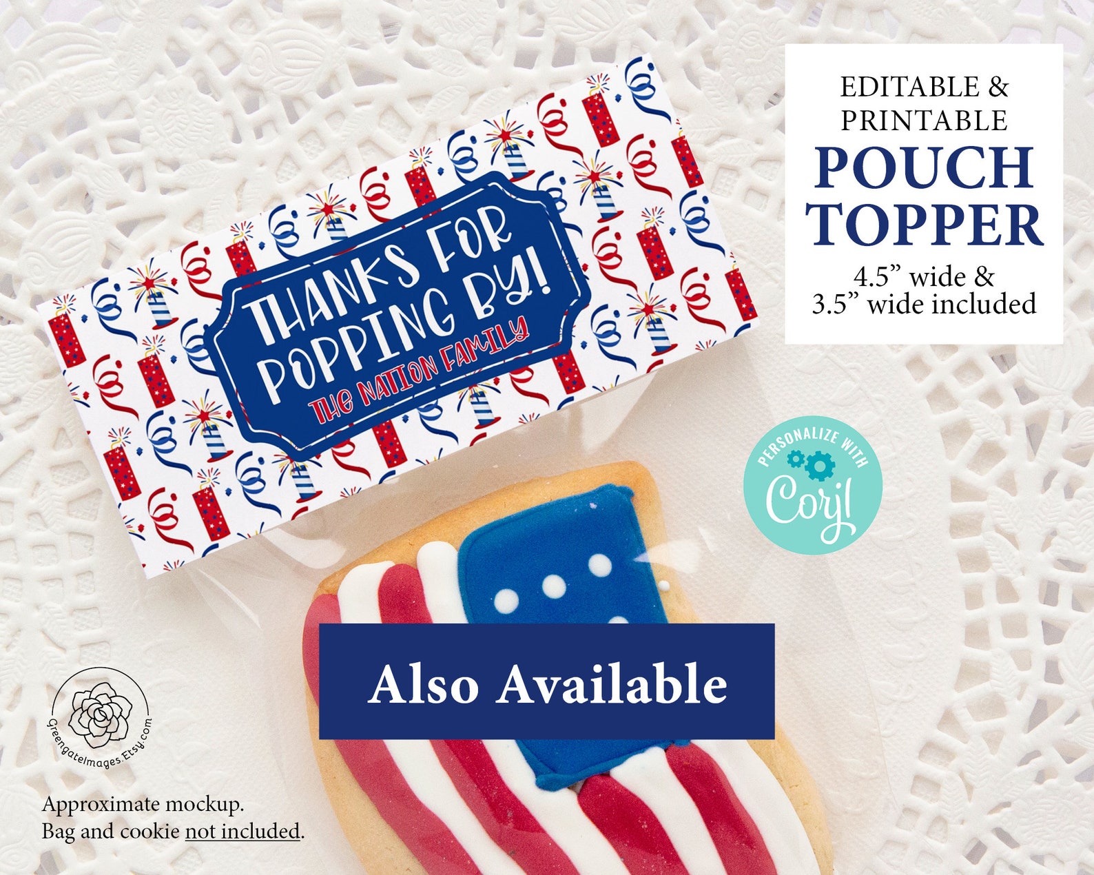 Patriotic Gift Tag Printable & Corjl Editable / Red Blue - Etsy