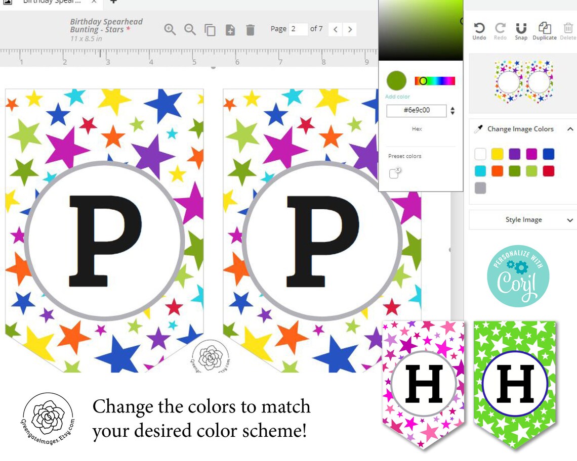 Birthday Banner Printable Bunting Custom Message Letter | Etsy