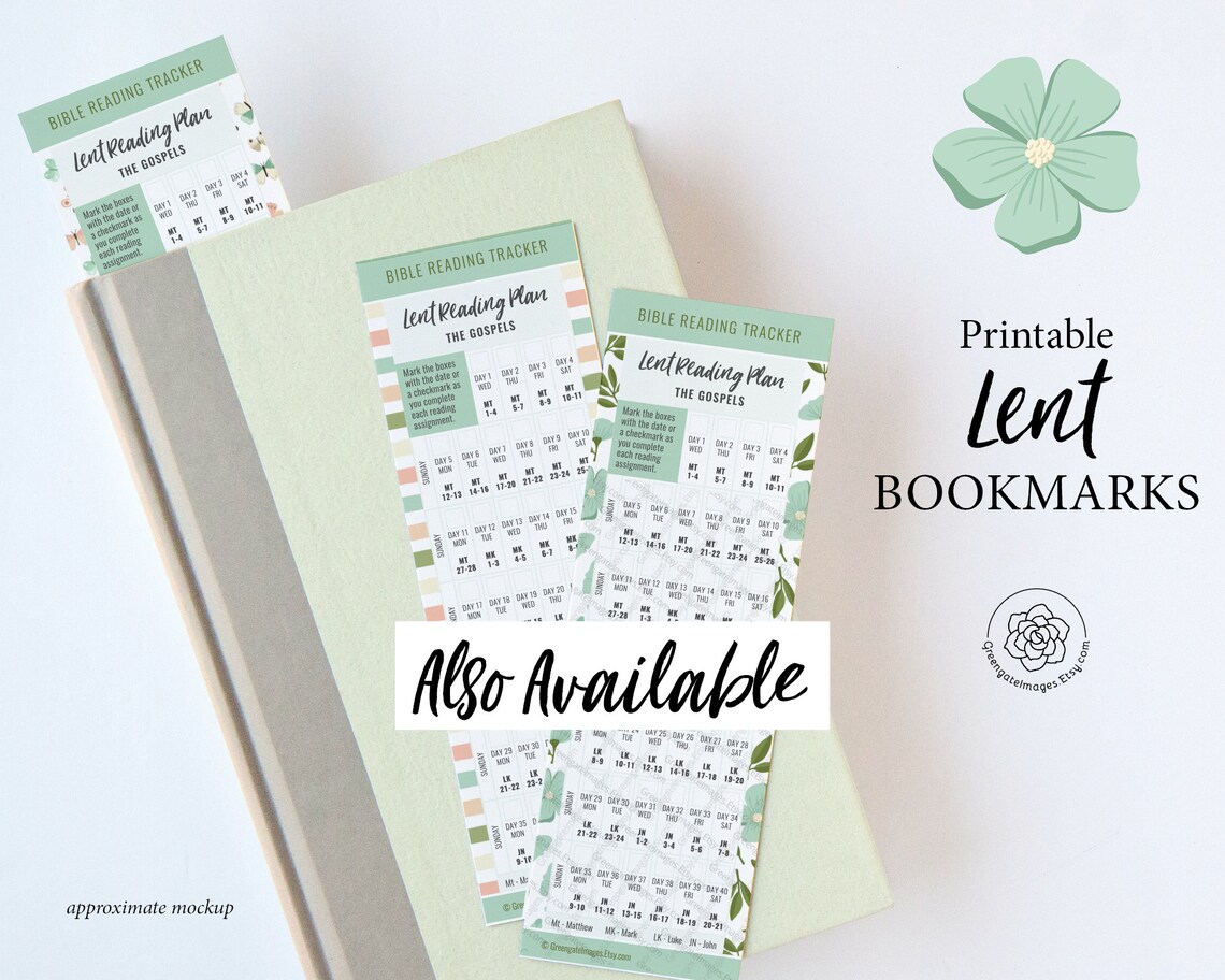 Lent Bookmark Bible Tracker - Printable Bookmark, Lenten Reading Plan ...