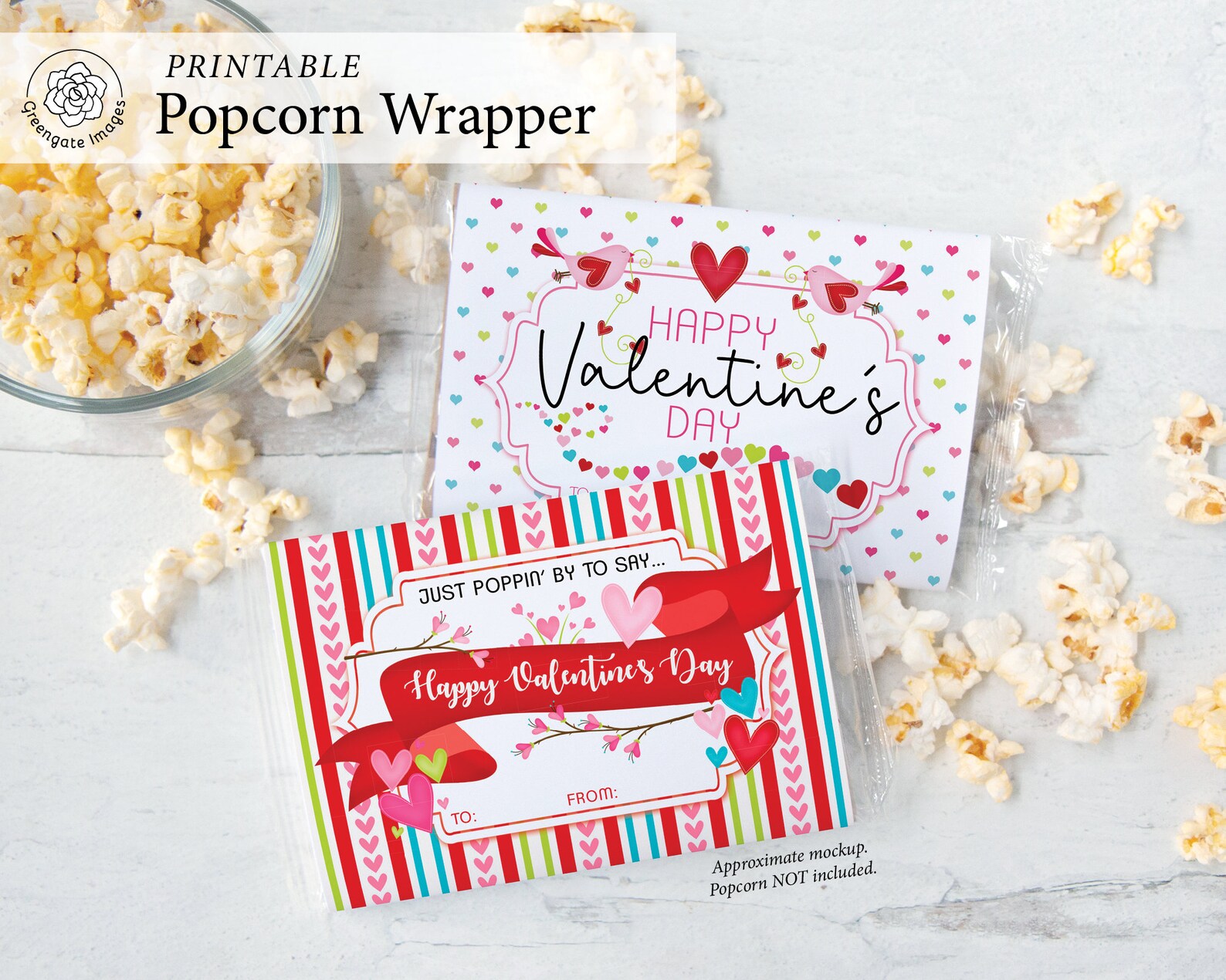 Valentine's Day Popcorn Wrapper - PRINTABLE Microwave Popcorn Wrapper ...
