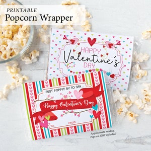 Valentine's Day Popcorn Wrapper - PRINTABLE Microwave Popcorn Wrapper ...