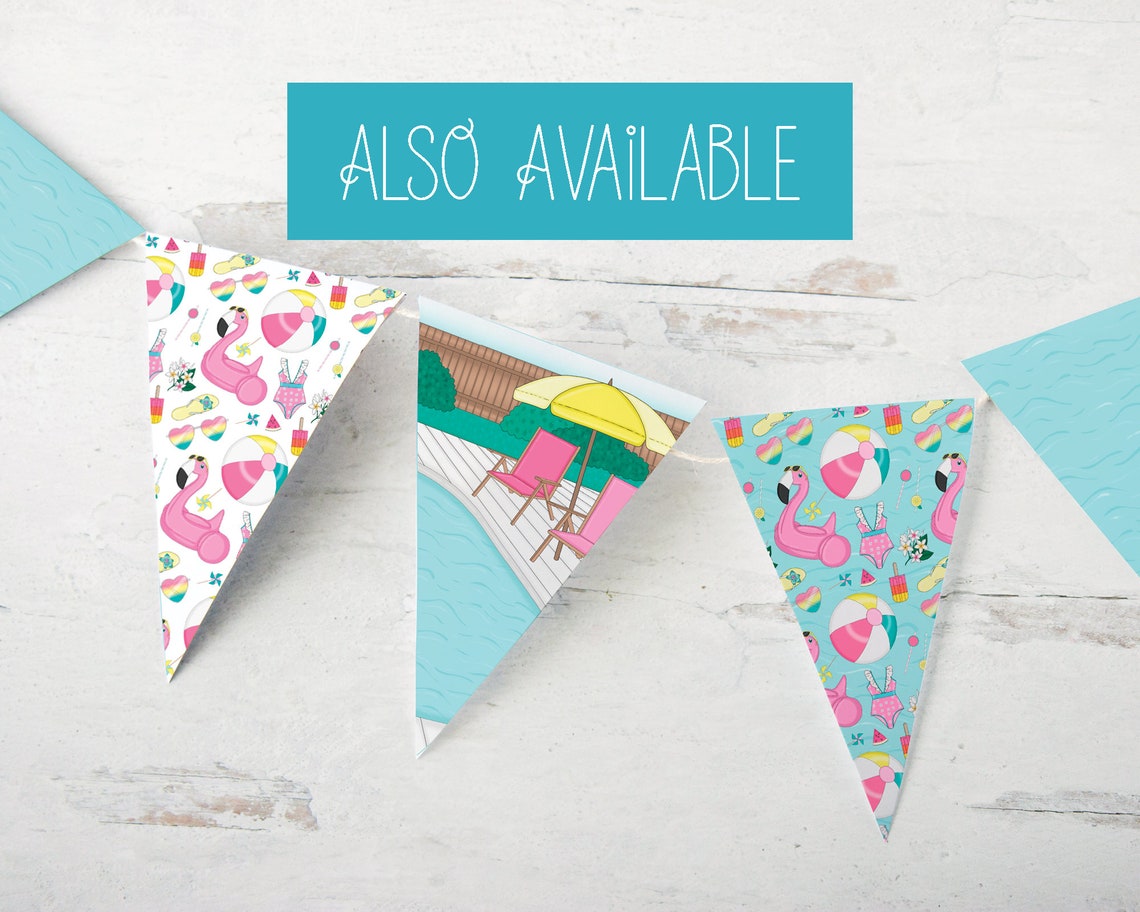 Swimming Pool Bunting PRINTABLE Decorations for Pool Party - Etsy