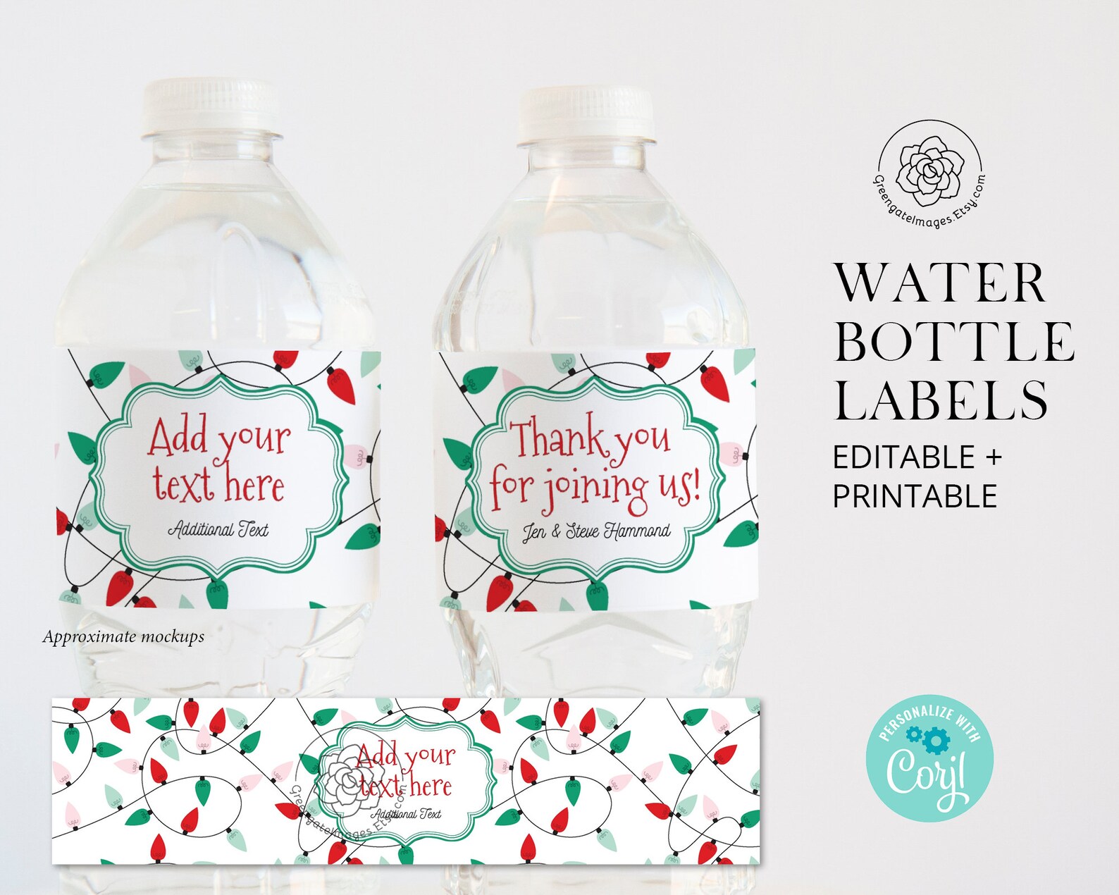 Christmas Water Bottle Label Printable Corjl Editable - Etsy