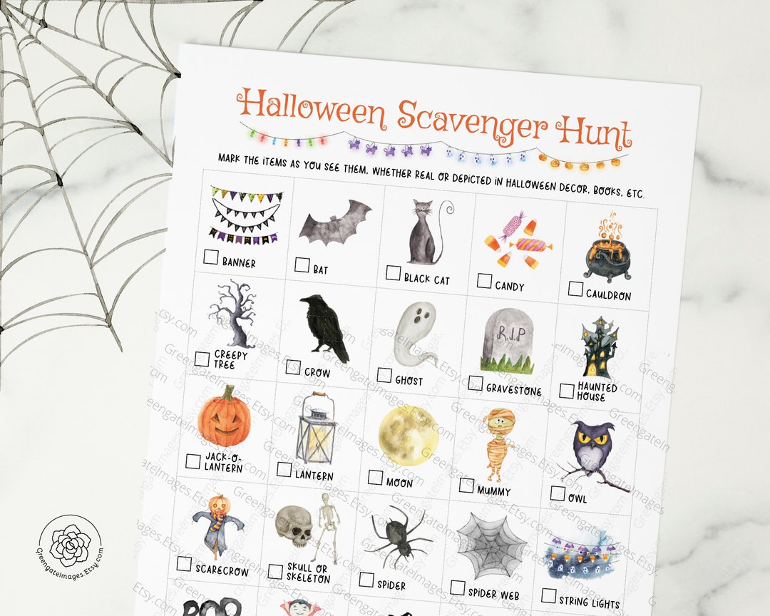 Halloween Scavenger Hunt Printable Elementary Kids Games Neighborhood ...