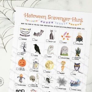 Halloween Scavenger Hunt Printable Elementary Kids Games Neighborhood ...