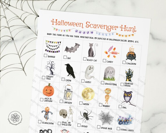 Halloween Scavenger Hunt Printable Elementary Kids Games | Etsy
