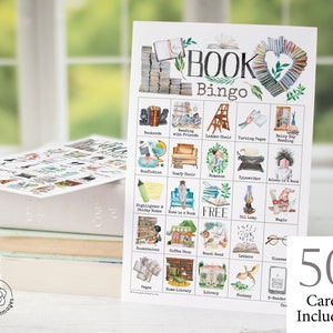 Book (love) Bingo - 50 PRINTABLE Unique Cards. Instant Digital Download ...