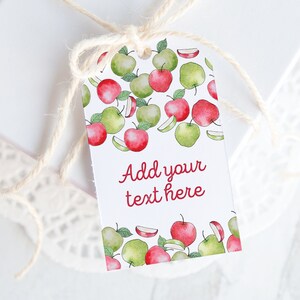 Green and Red Apple Gift Tag - Printable Favor Hang Tag, Edit Corjl ...