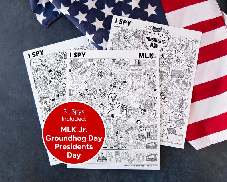 Mlk/groundhog/presidents Day I Spy Bundle - PRINTABLE - Answer Key ...