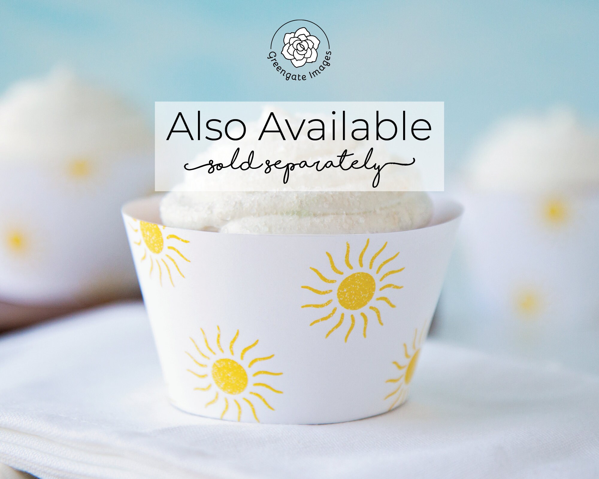 Sun Cupcake Wrapper - PRINTABLE Instant Download PDF. Yellow Sunshine ...