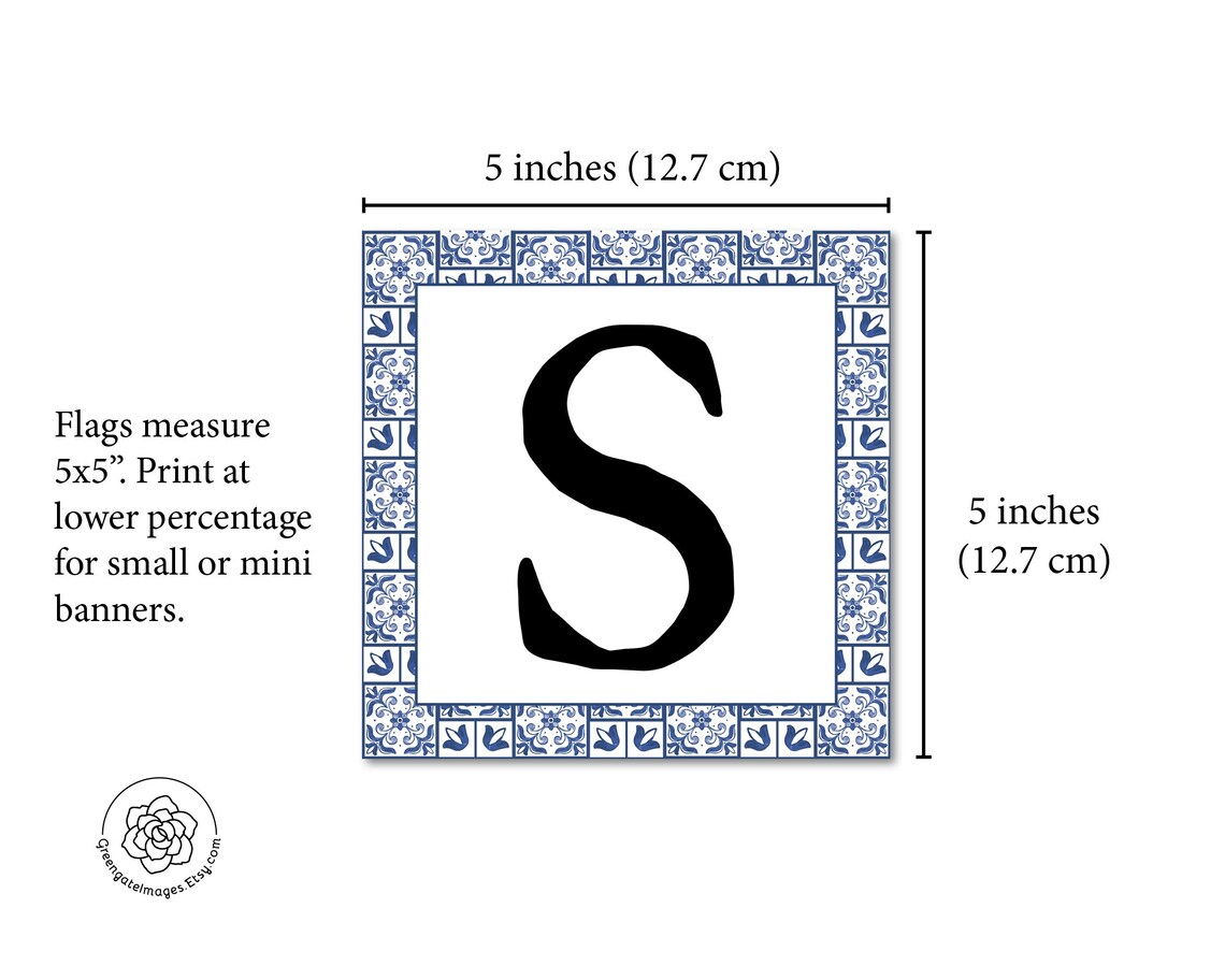 Talavera Style Letter Banner Printable Bunting Blue White - Etsy
