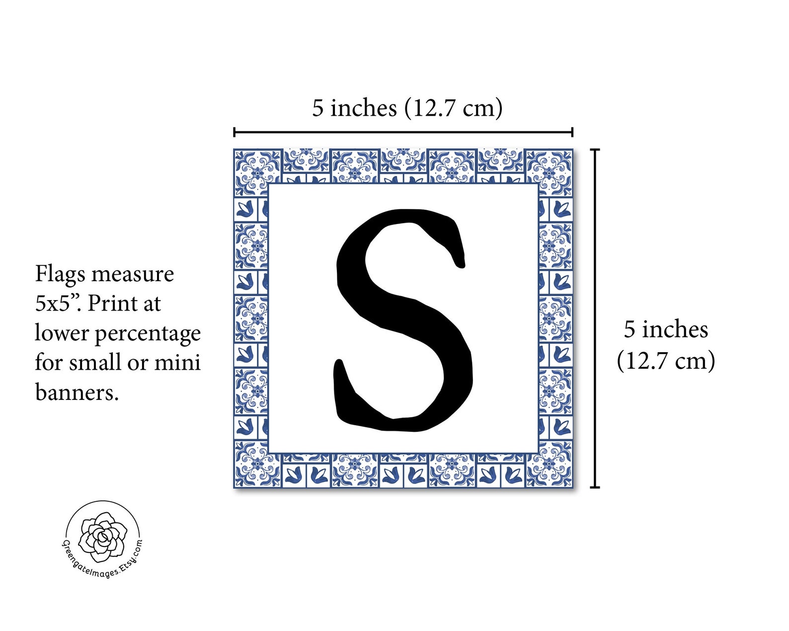 Talavera Style Letter Banner Printable Bunting Blue White - Etsy