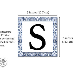 Talavera Style Letter Banner, Printable Bunting, Blue White Tile ...