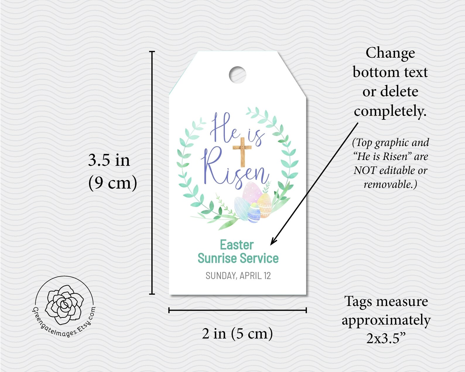 He is Risen Gift Tags Printable Gift Tags Easter Editable - Etsy