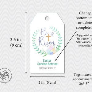 He is Risen Gift Tags - Printable Gift Tags, Easter Editable Corjl ...