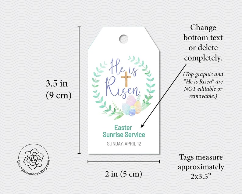 He is Risen Gift Tags Printable Gift Tags Easter Editable - Etsy