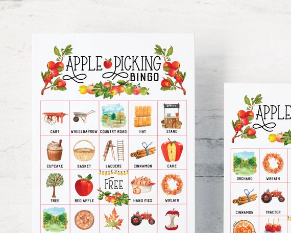 Apple Picking Bingo Cards: PRINTABLE Bingo With Labeled - Etsy