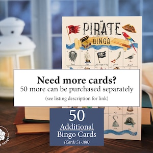 Pirate Bingo - 50 PRINTABLE Unique Cards. Instant Digital Download PDF ...
