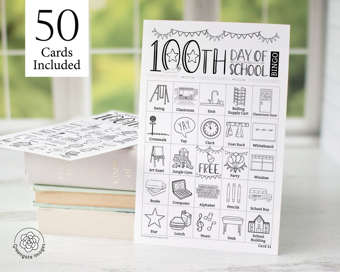 100th Day of School Bingo 50 PRINTABLE Unique Cards. Instant - Etsy