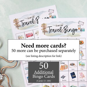 Travel Bingo: PRINTABLE 50 Cards, Bingo Pdf Party Ideas, Senior Citizen ...