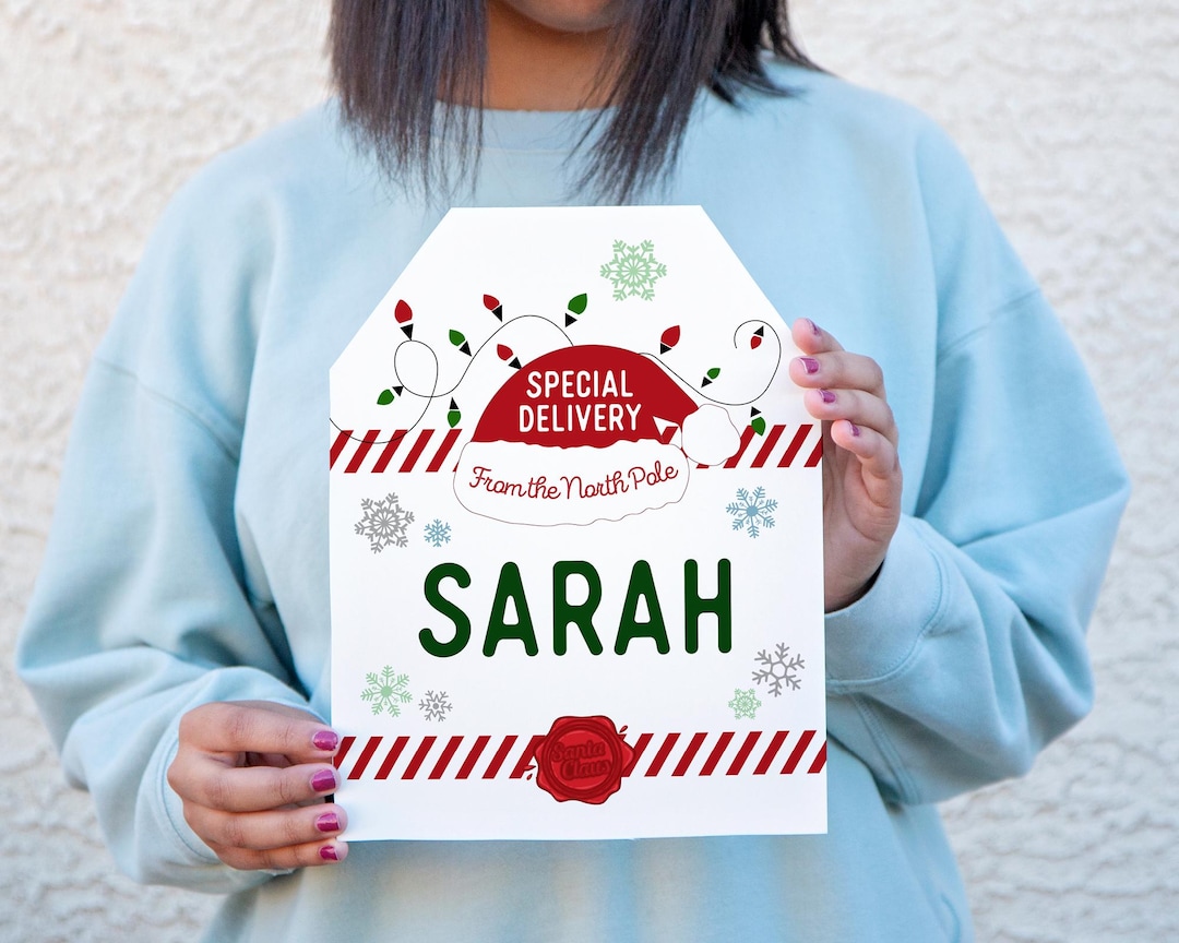 Giant XL Santa Gift Tag - PRINTABLE Editable Corjl, Extra Large Tag ...