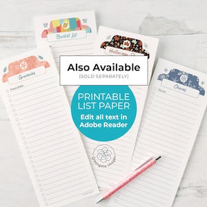 Printable List Paper - Editable/fillable Instant Download PDF. To-do ...