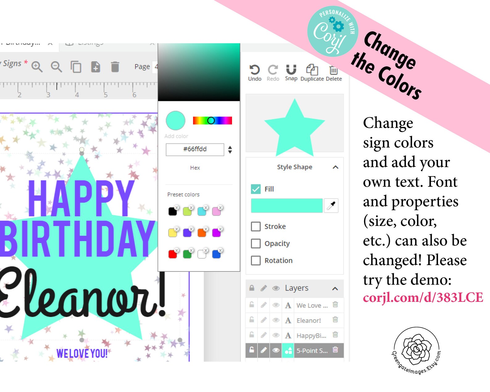 Editable Birthday Sign Editable Corjl 8.5x11 Inch Custom | Etsy