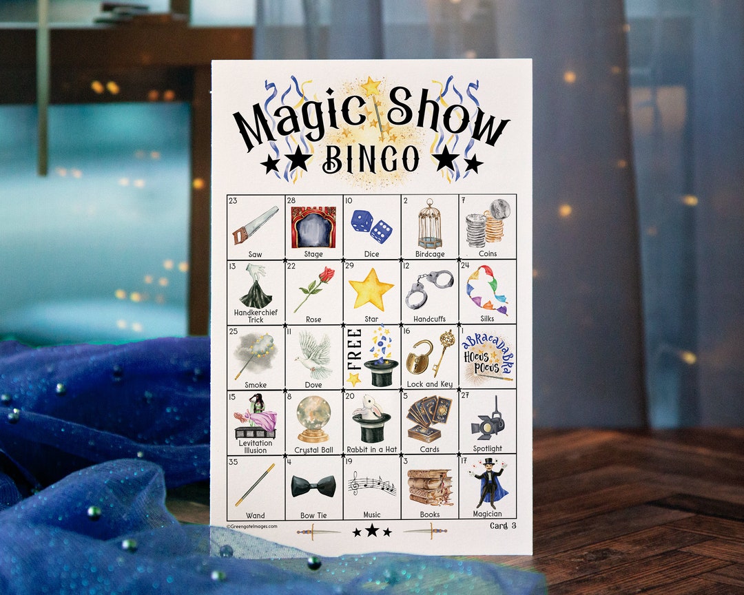 Magic Show Bingo - 50 PRINTABLE Unique Cards. Instant Digital Download ...