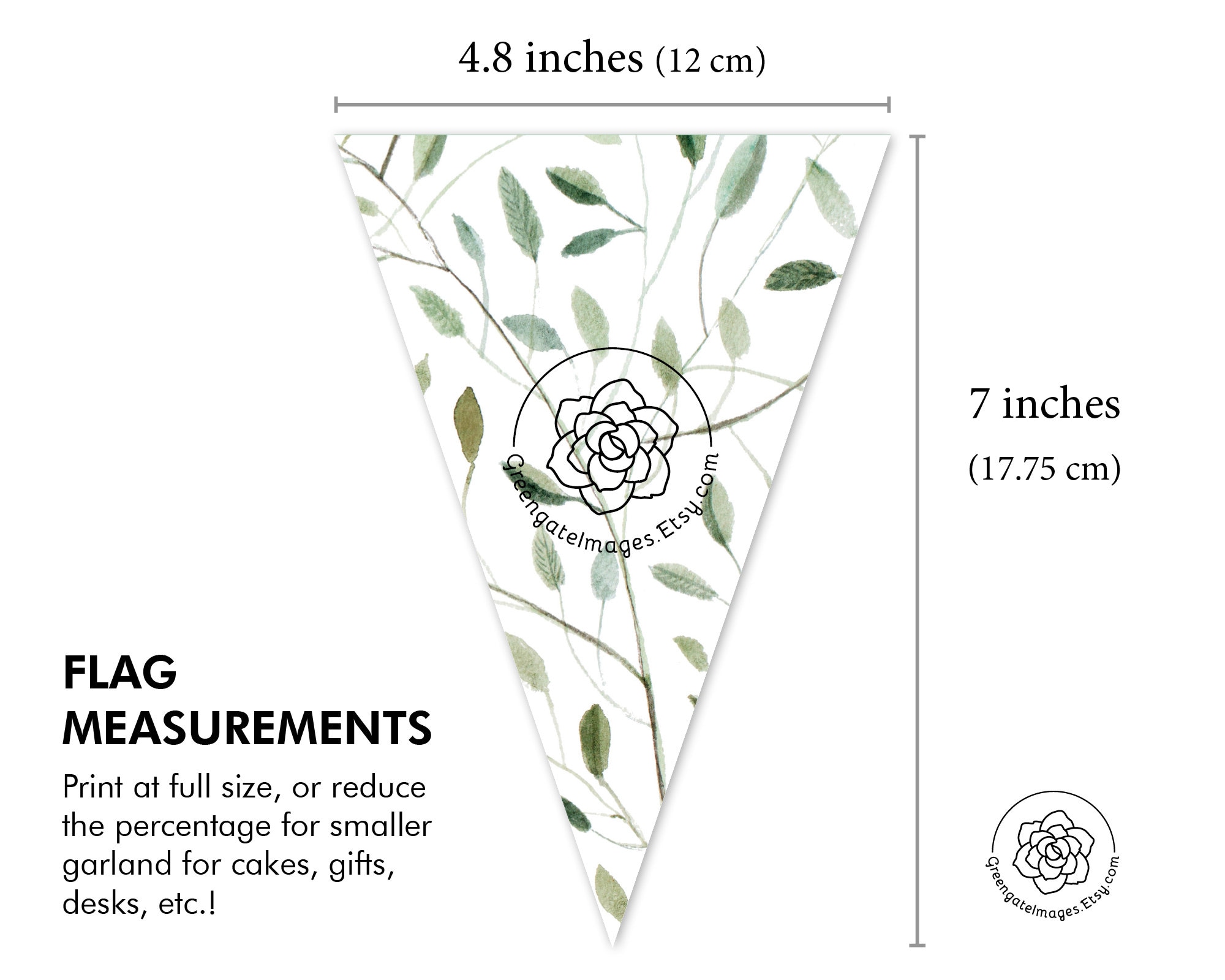 Leaves Bunting Printable Bunting Flags watercolor leaves | Etsy