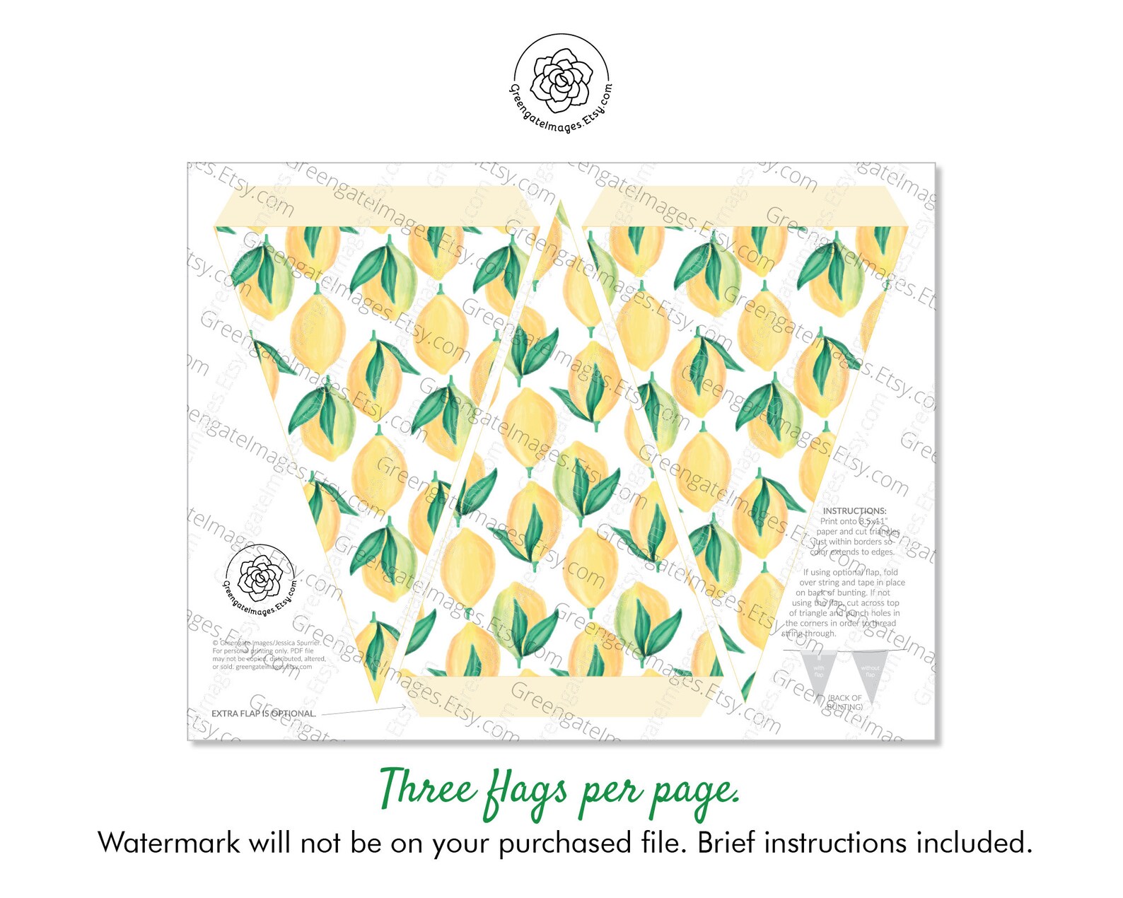 Lemon Bunting Printable Lemon Party Decor Printable Banner | Etsy