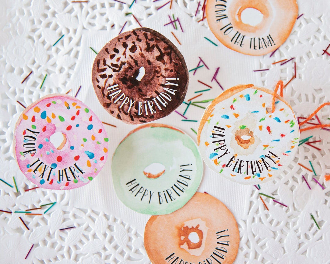 Donut Gift Tag Template - PRINTABLE, Editable in Corjl, Favor Bag Hang ...