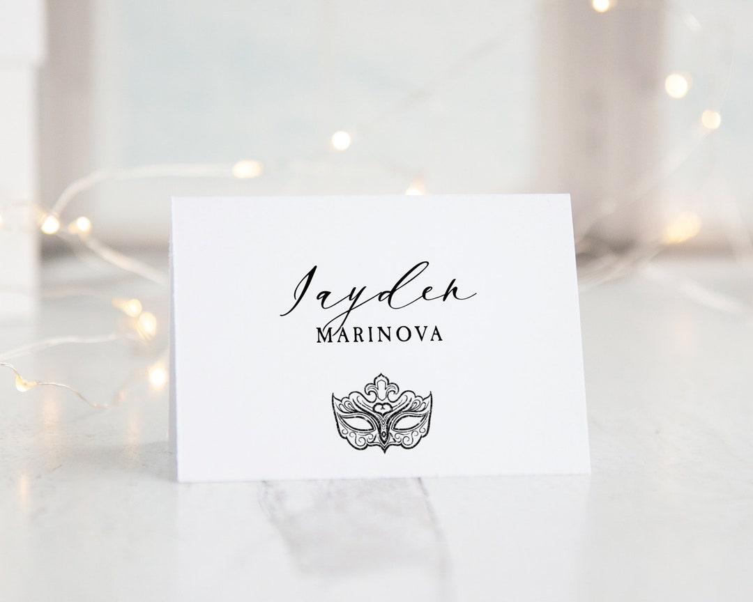 Black Masquerade Place Cards - Mardi Gras Decor, Editable Table Buffet ...