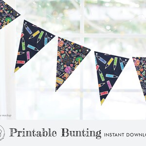 Black School Doodles Bunting - PRINTABLE Banner for Teachers, Open ...